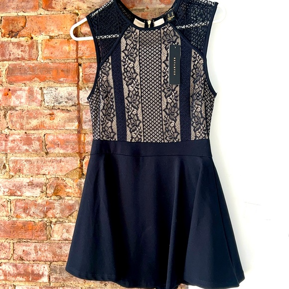Revamped | Pants & Jumpsuits | Nwt Black Lace Romper With Skirt Overlay ...